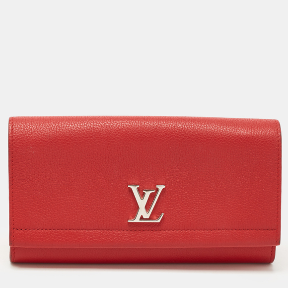 Louis Vuitton | Bags | Louis Vuitton Red Leather Lockme Ii Wallet ...